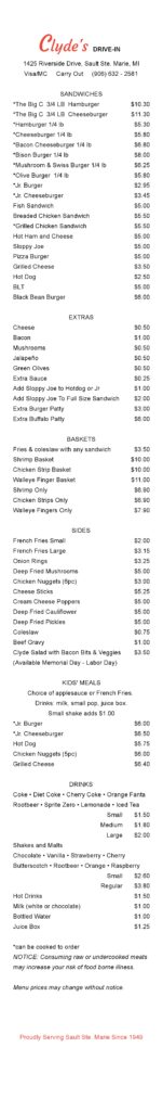 Clyde's Drive-In Soo – Home of the Big C Burger